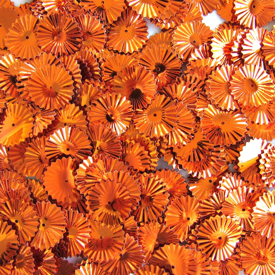 Orange 17mm Starburst / Sunburst / Wheels Sequins ~100 / ~500 (25% Off ...