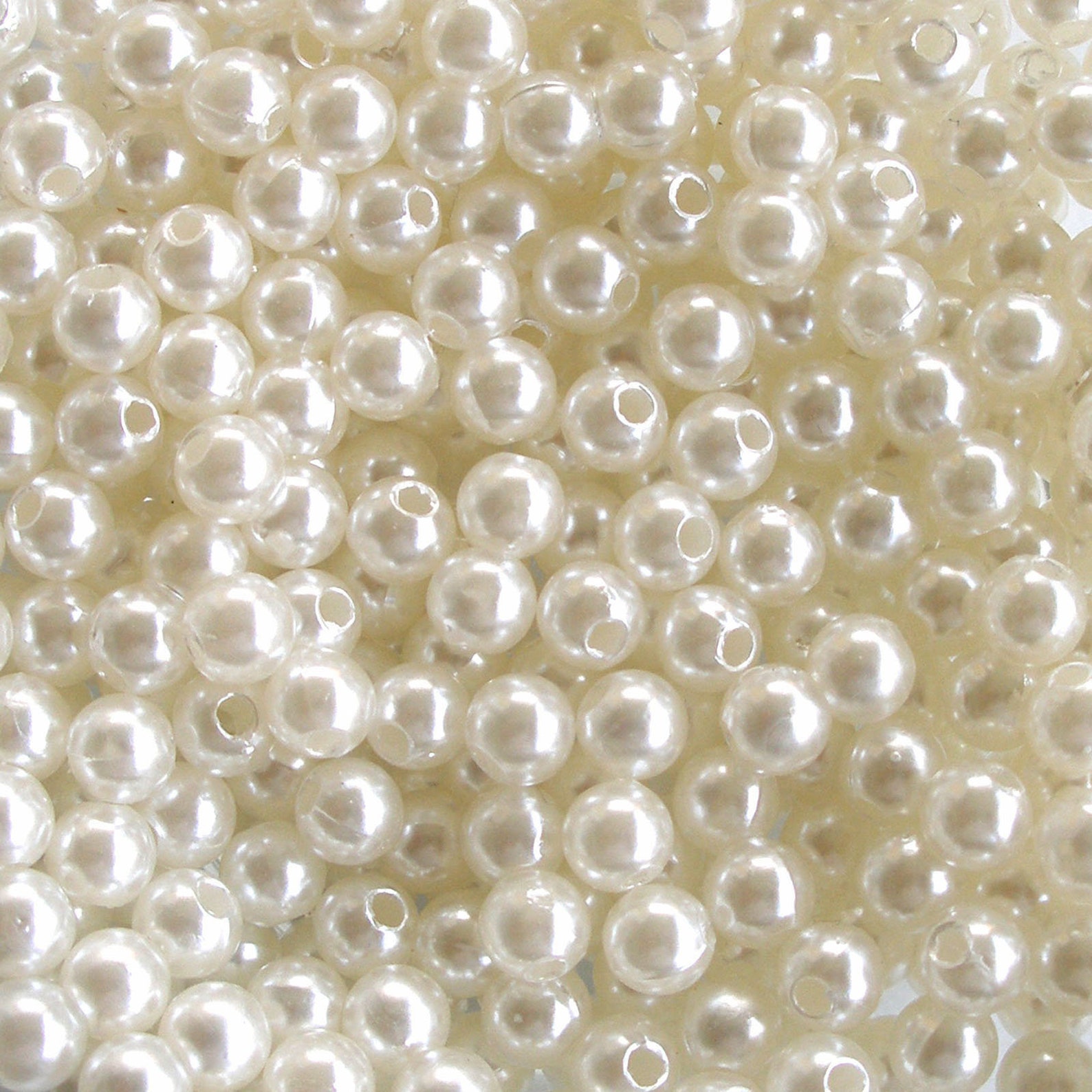 Faux Light Cream Pearls Round Plastic / Acrylic Beads (3,4,5,6,7,8,10 ...