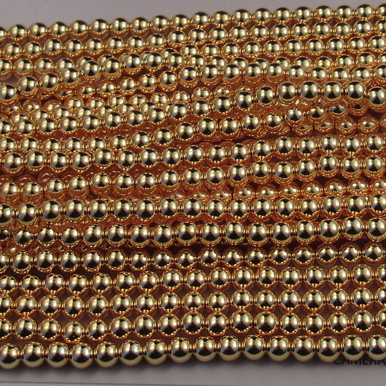 Japanese Gold Round (5mm, 10mm, 12mm) Faux Pearl Beads Strands (intense ...