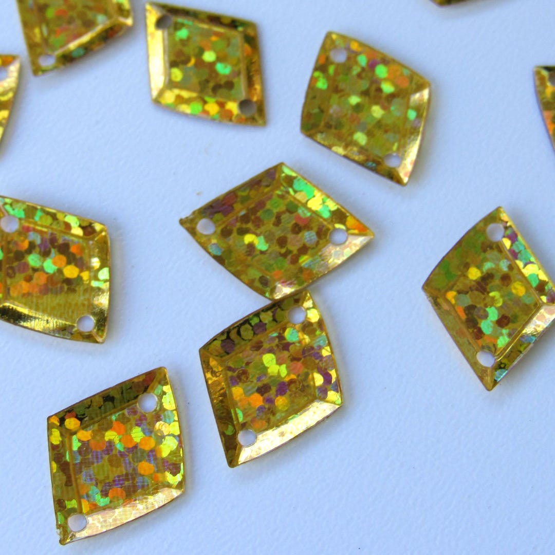 Sequins Gold Hologram Beveled Diamonds ~12mm X ~16mm ~50 Pieces (loose ...