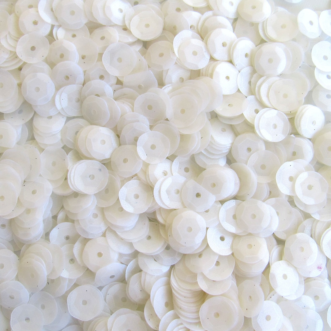 Frosted Light Cream 5mm Round Cup Sequins Loose ~1,000 Pcs / ~10,000 ...