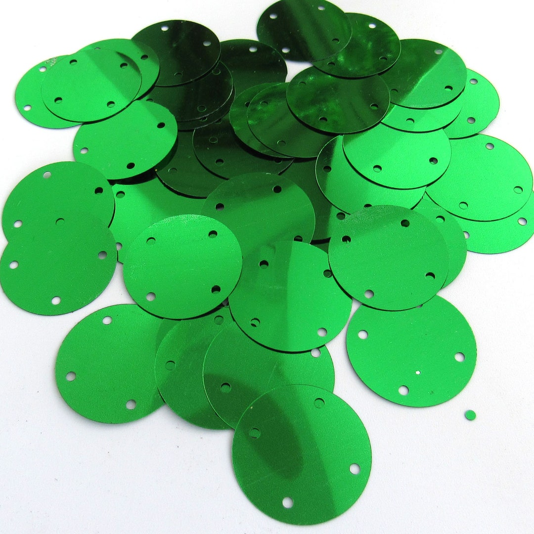 Kelly Green 35mm Four (4) Hole Paillettes Sequins Flat Top Hole ~50 ...