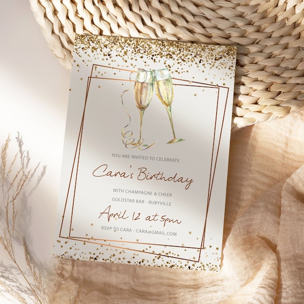 Champagne Invitation - Etsy