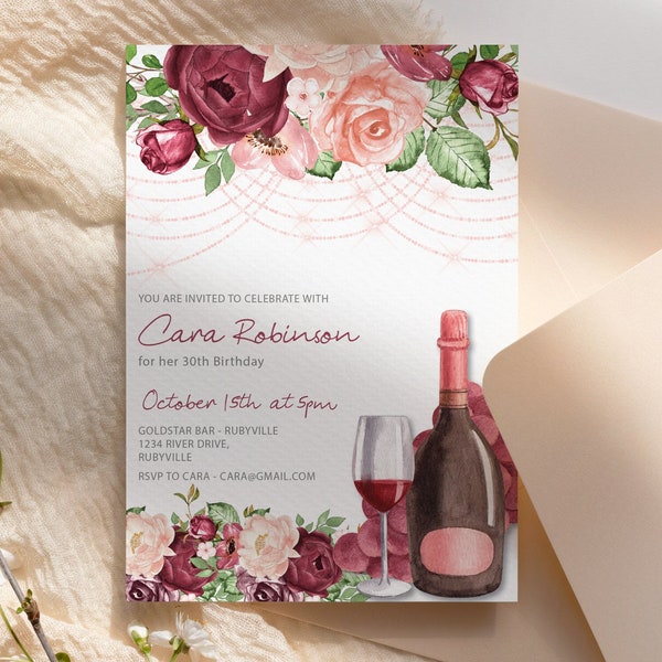 Wine Invitation - Etsy