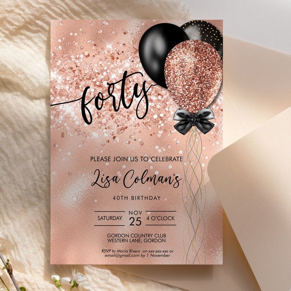 Rose Gold Invitation - Etsy