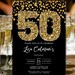 DIY 50th Birthday Confetti Invitation Printable Template, Black Gold ...