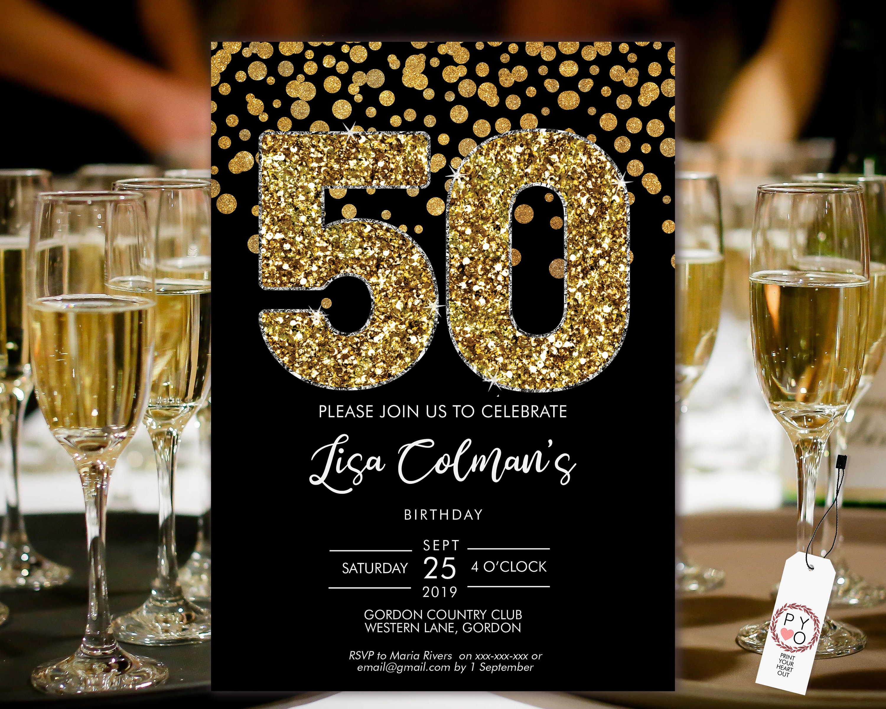 50th Birthday Invitation Card Ideas Printable Templates Free