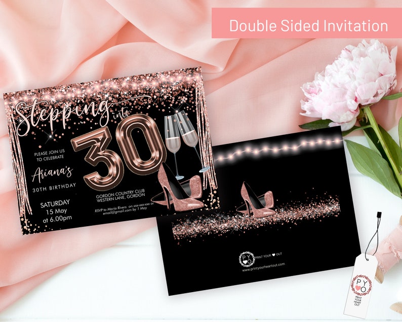 Stepping Into 30 Birthday Invitation Printable Template | Etsy