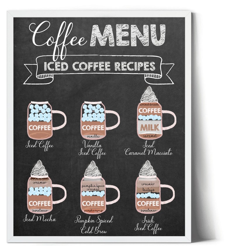 Iced Coffee Menu Digital Print Printable Coffee Art | Etsy