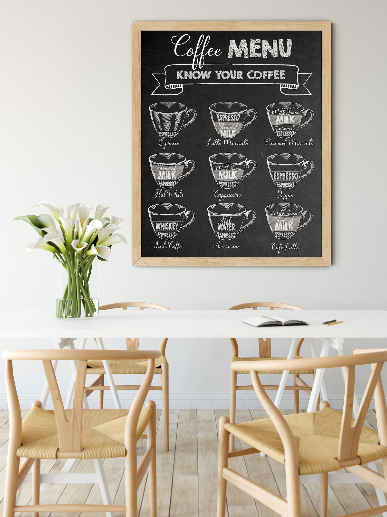 Coffee Menu Digital Print Printable Coffee Art Chalkboard | Etsy