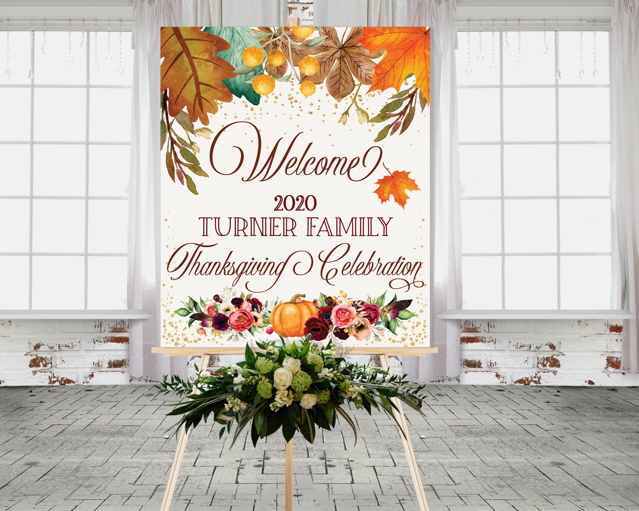 Thanksgiving Dinner Welcome Sign, Fall Theme Sign, Party Sign, Autumn ...
