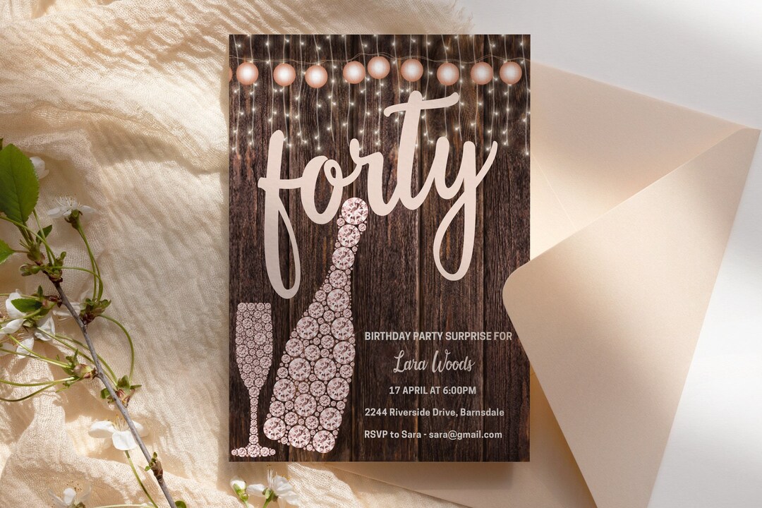 DIY 40th Birthday Pink Diamond Invitation Printable Template, Pink ...