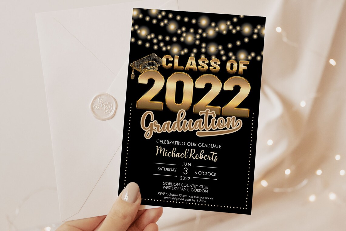 Class of 2022 Gold Foil Graduation Invitation Printable - Etsy