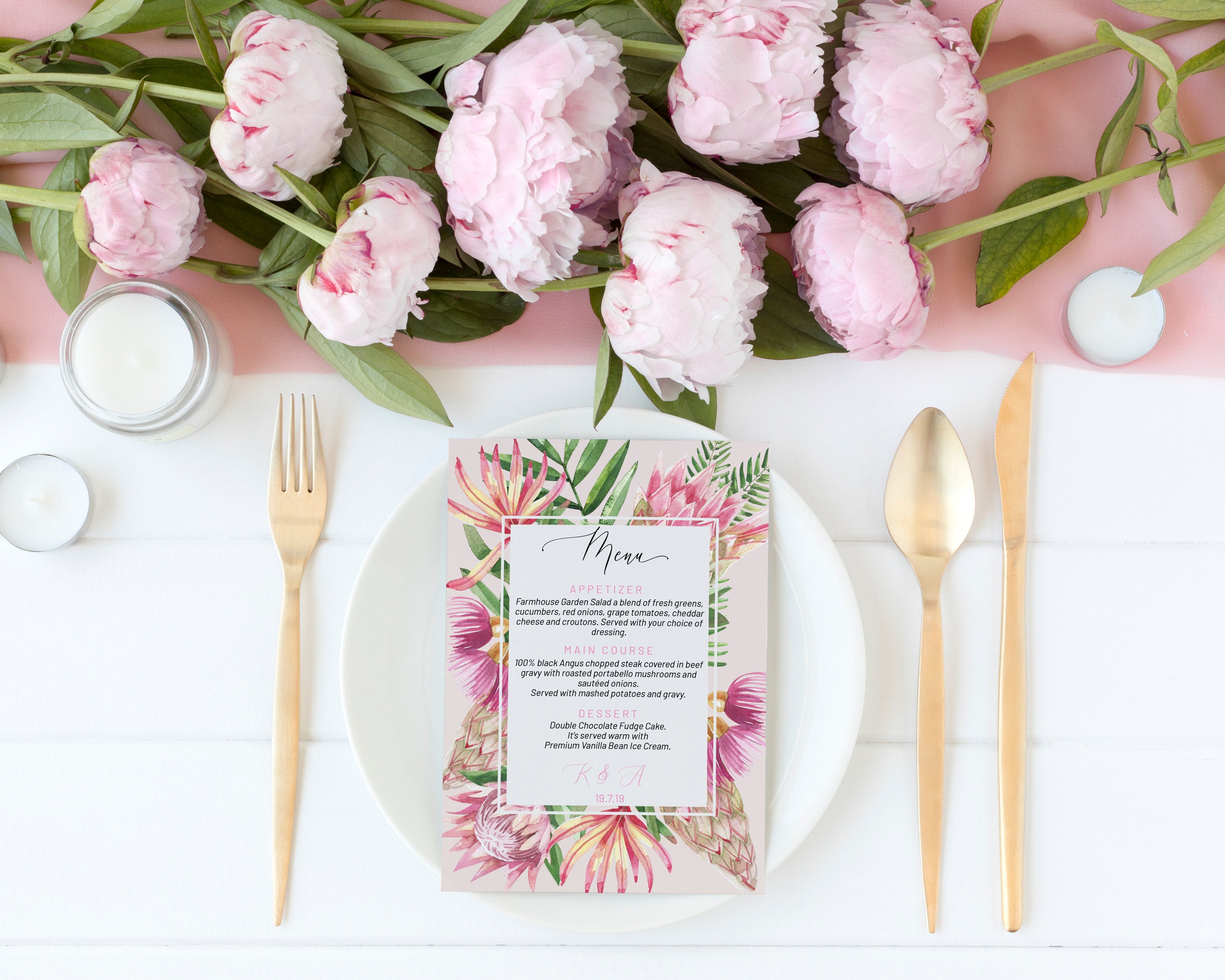 Protea Floral Wedding Menu, Editable Menu, Menu Cards, Printable Menu ...