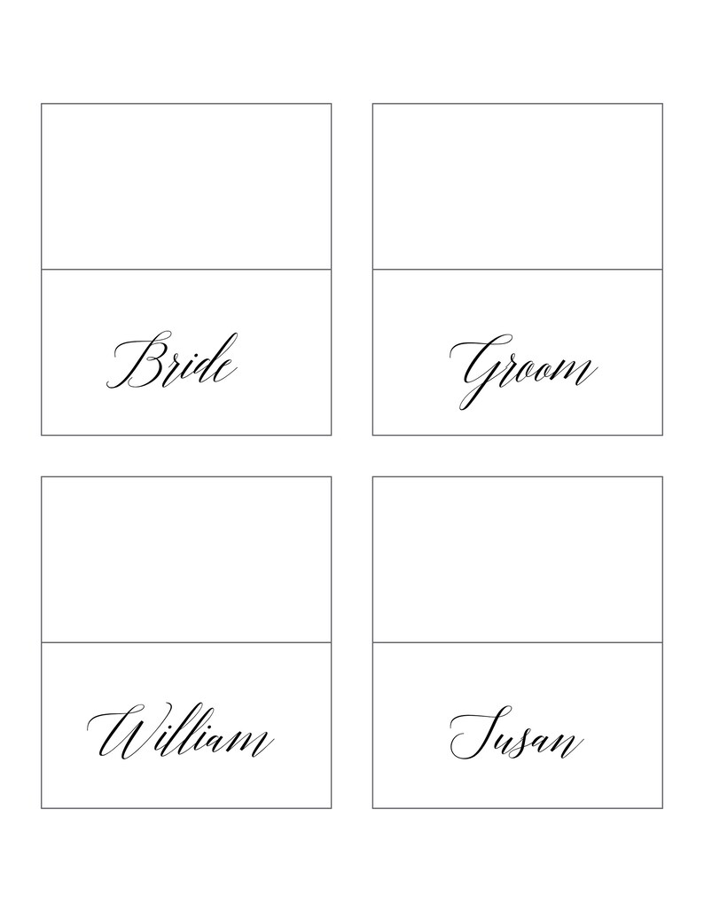 Black Script Placecard Template DIY Editable Cards Printable - Etsy