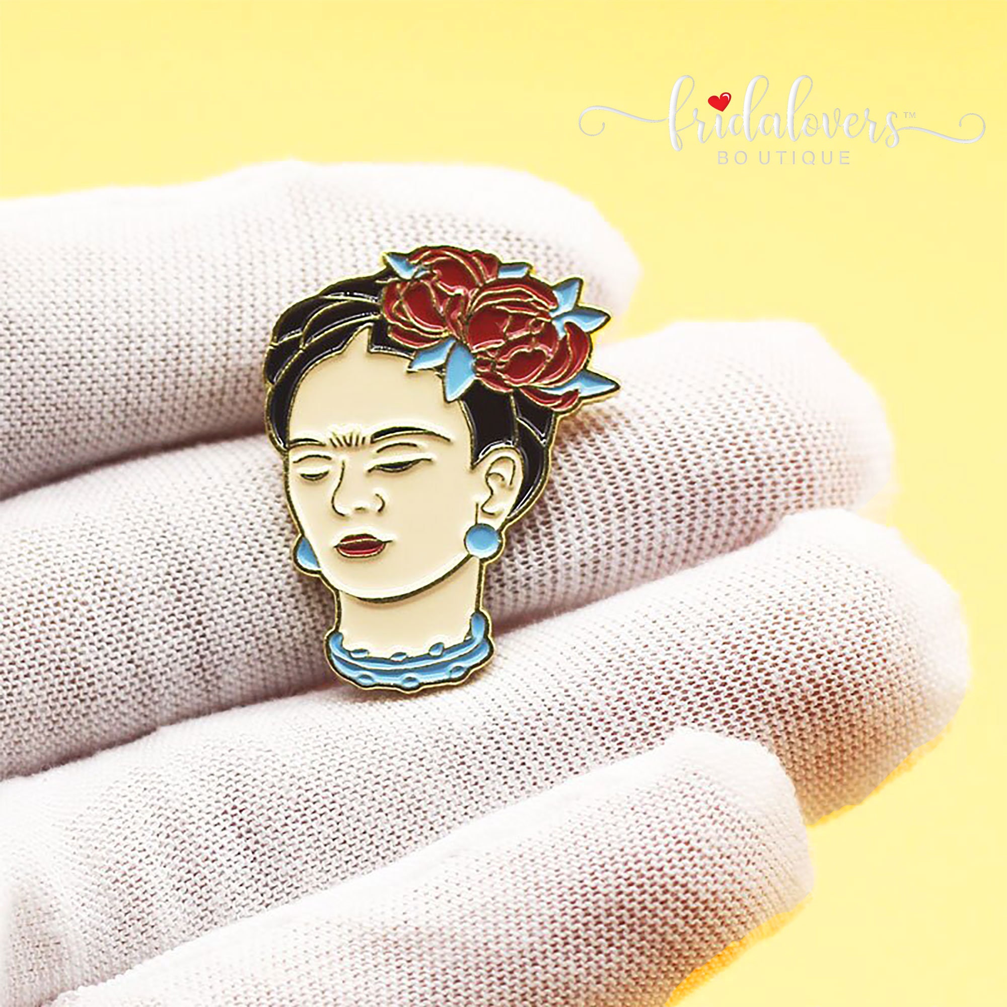 Chic Frida Enamel Pin Mexican Artist Inspired Brooch Floral Women and ...