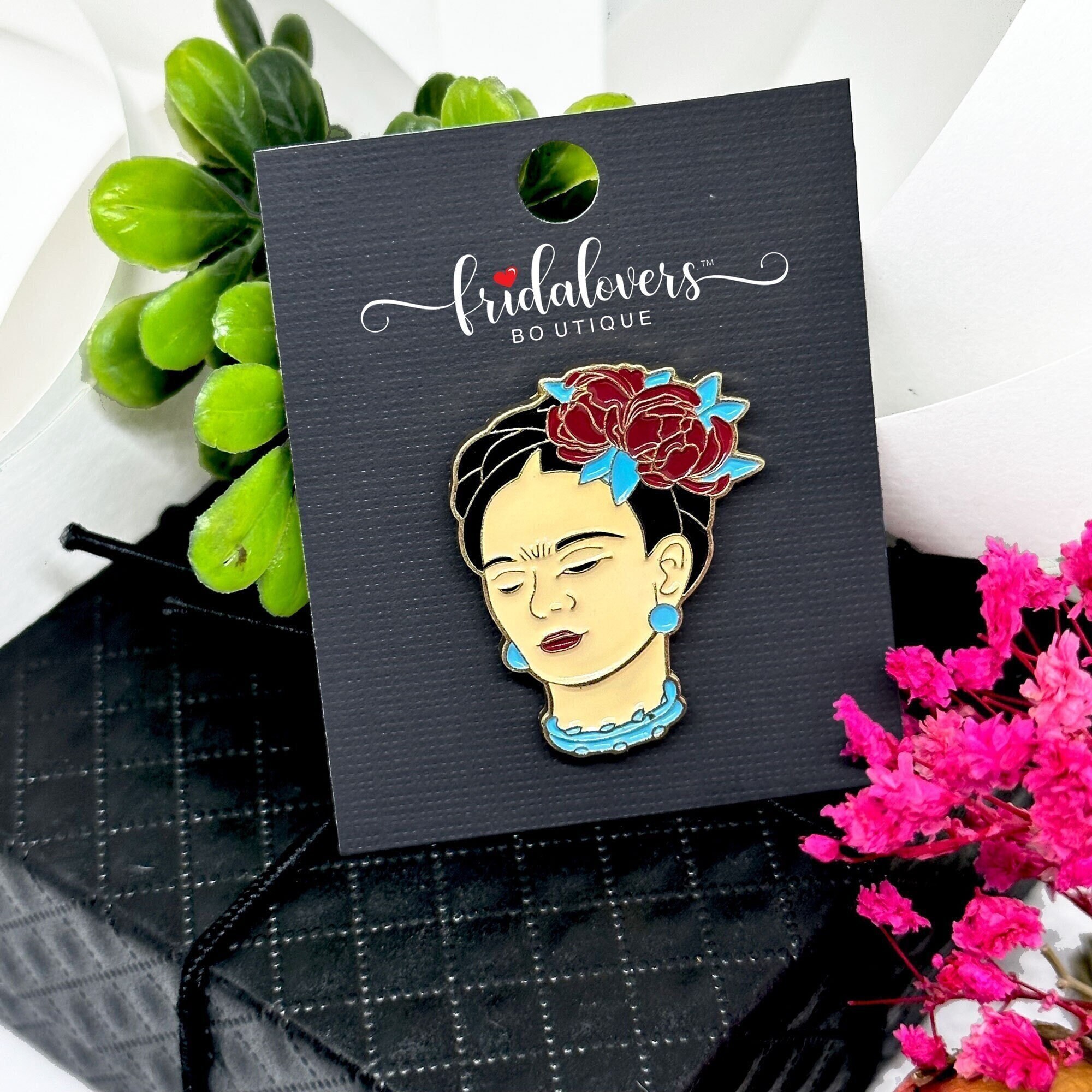 Chic Frida Enamel Pin Mexican Artist Inspired Brooch Floral Women and ...