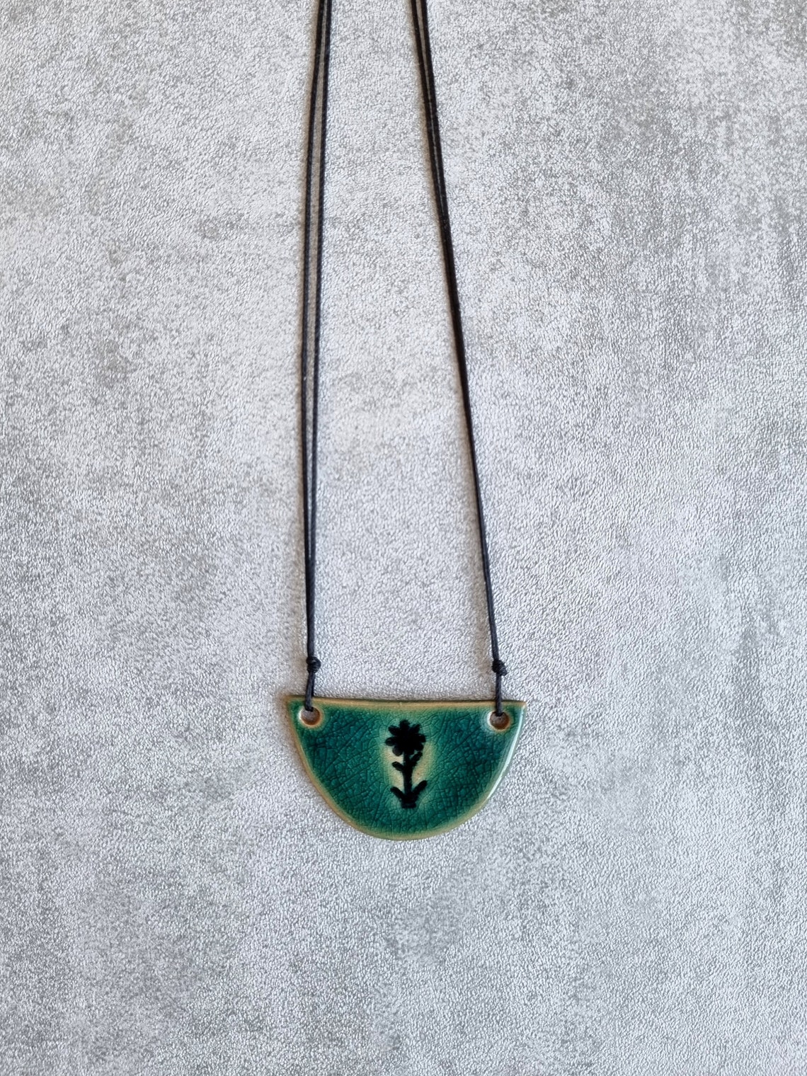 Handmade Ceramic Jewelry • Ceramic Flower Necklace • Green Ceramic ...