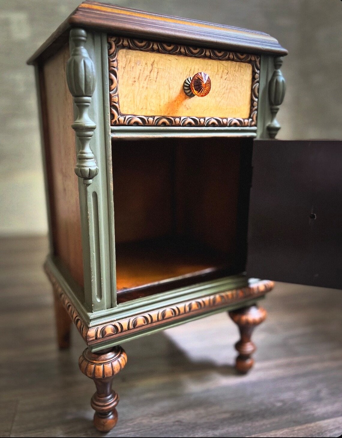 SOLD Out***refinished Victorian Night Table: Ornate Floral Accent, End ...