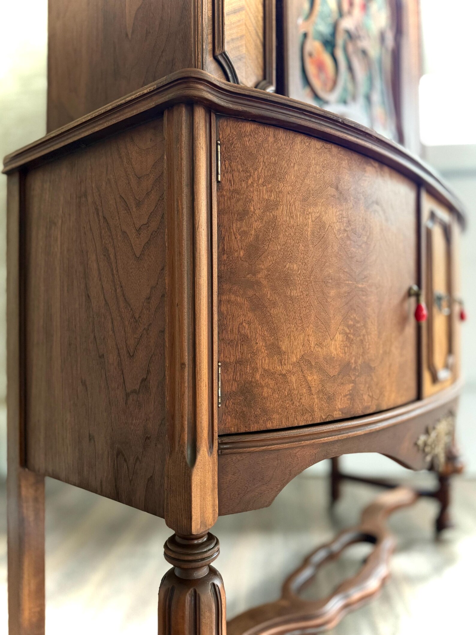 SOLD Out***restored Walnut China Cabinet by Hanover: Stained Glass ...