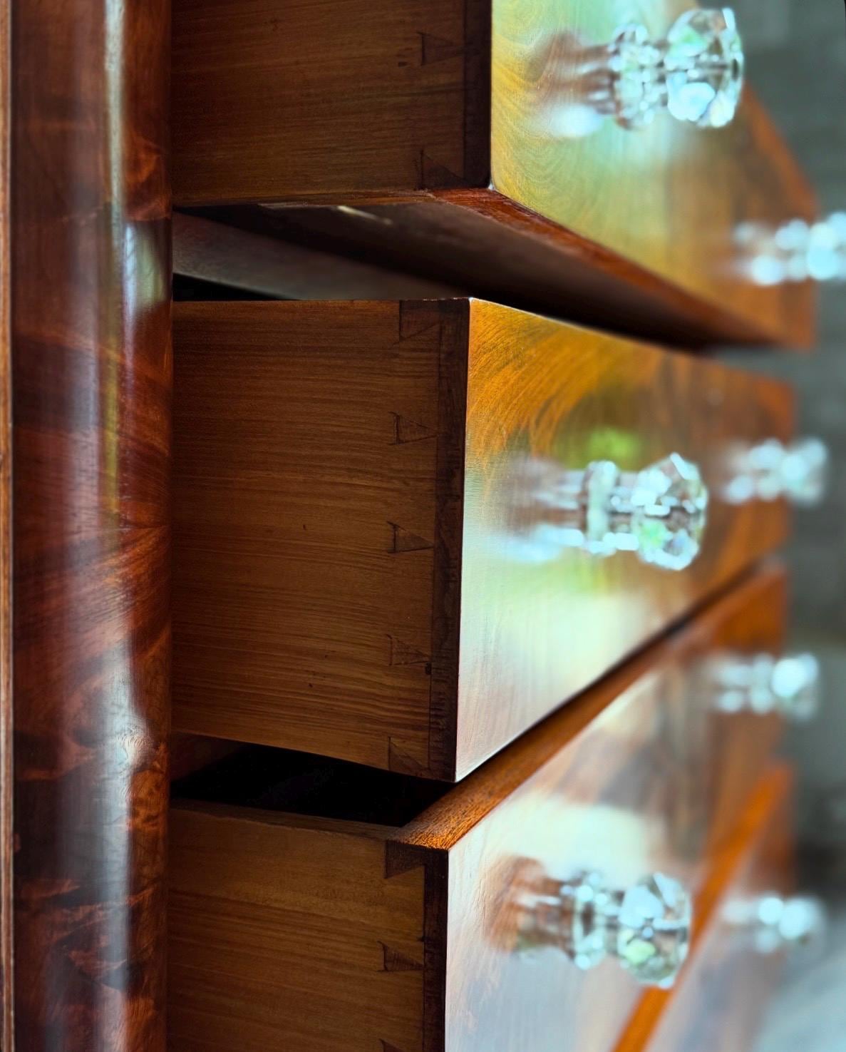Antique Mahogany Empire Chest of Drawers, Restored Dresser With Glass ...