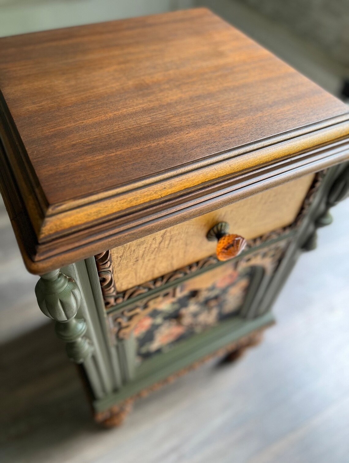 SOLD Out***refinished Victorian Night Table: Ornate Floral Accent, End ...