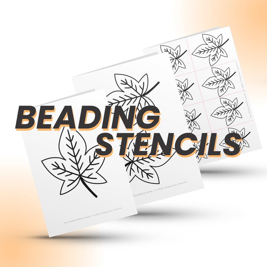 Leaf 5 Maple Beading Stencil, Beaded Outline, Flat Stitch Template ...