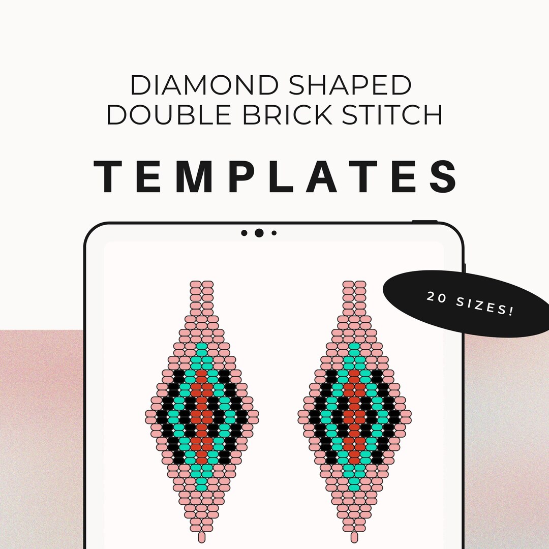 Double Brick Stitch Beading Templates – Diamond Earring Design for ...