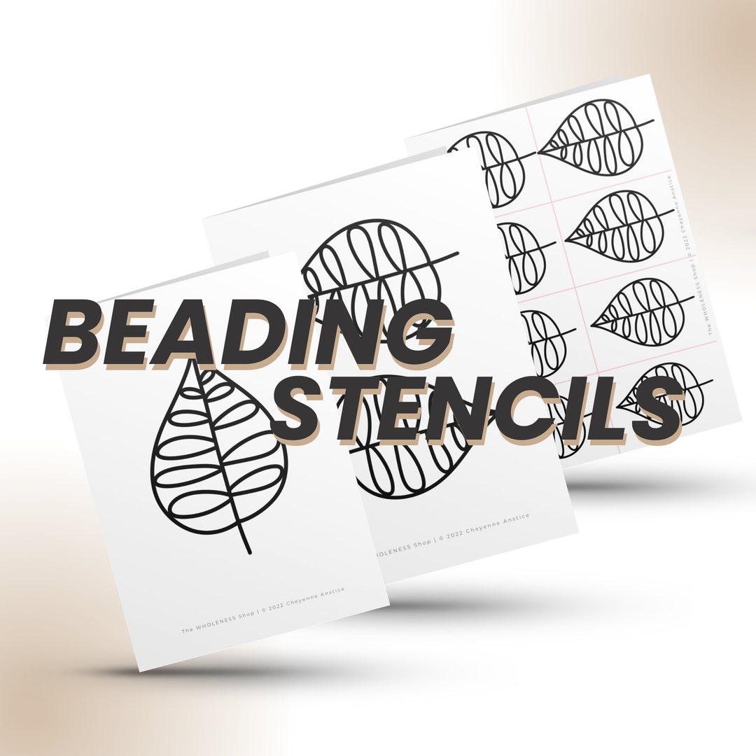 Leaf #2 Beading Stencil, Beaded Outline, Flat Stitch Template, Appliqué ...