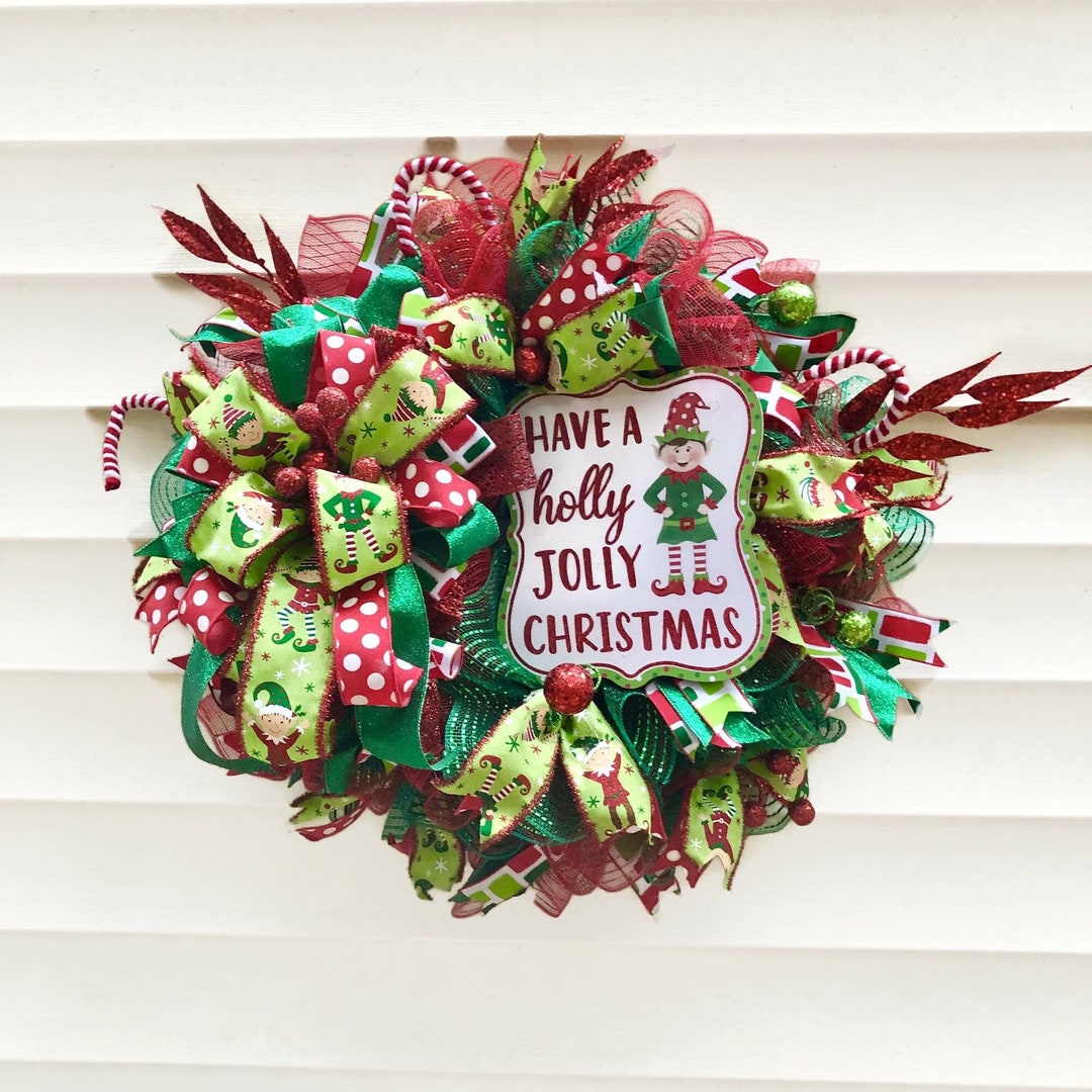Have a Holly Jolly Christmas Elf Christmas Wreath Holly Jolly Elf Decor ...