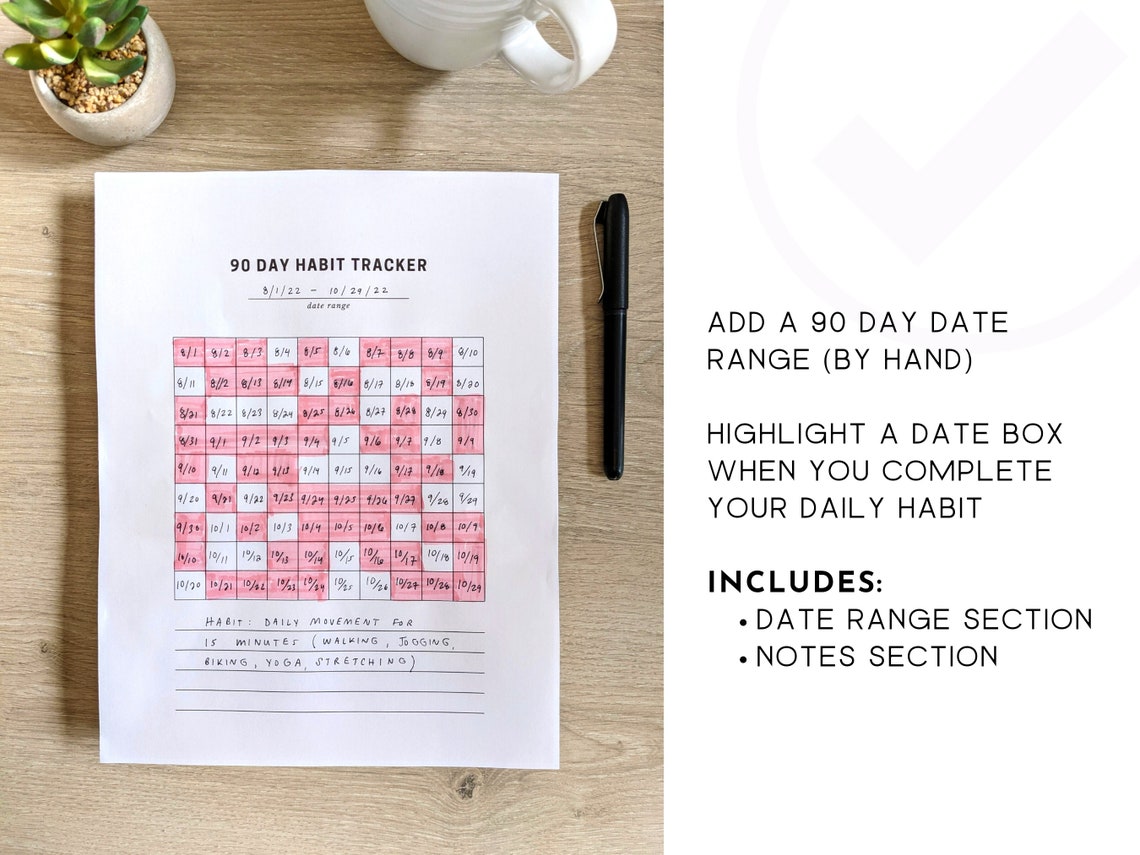 Printable 90 Day Habit Tracker PDF | Digital Download, Instant Download ...