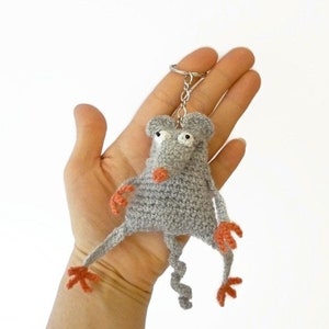 Crochet Rat Keychain, Сrochet Mouse Keychain, Knit Rat Keychain, Rat ...