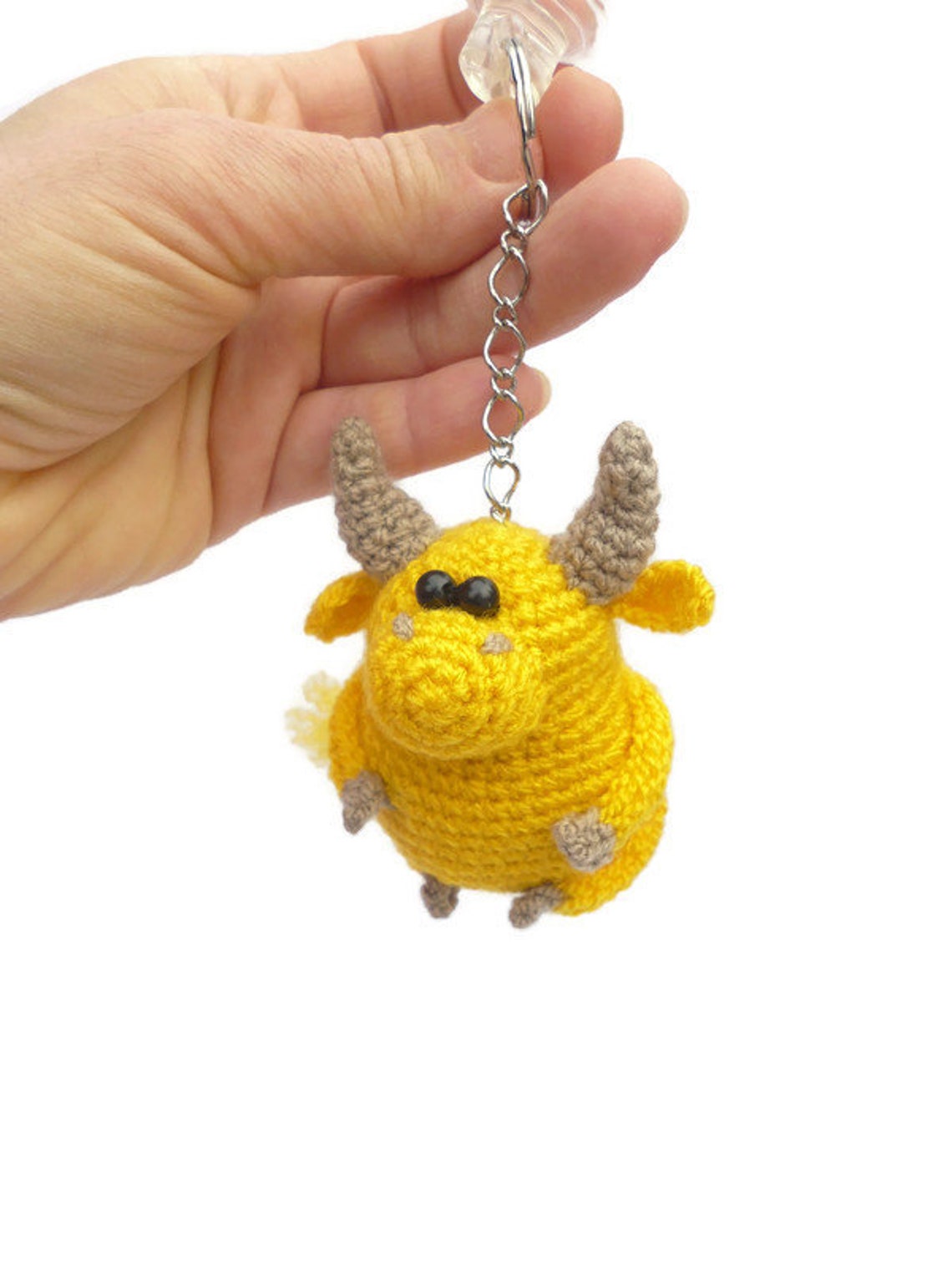 Crocheted Keychain Yellow Bull - Etsy