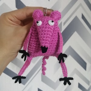 Crochet Rat Keychain, Сrochet Mouse Keychain, Knit Rat Keychain, Rat ...