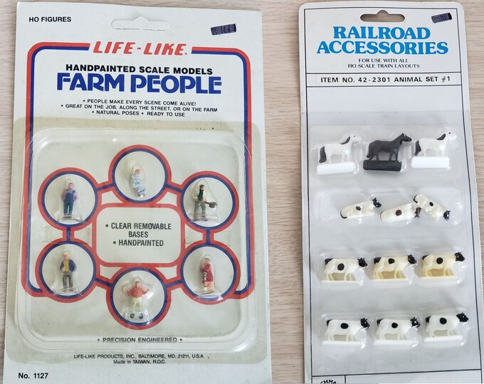 HO Scale Farm Animals and People Figures for Model Train Layout ...