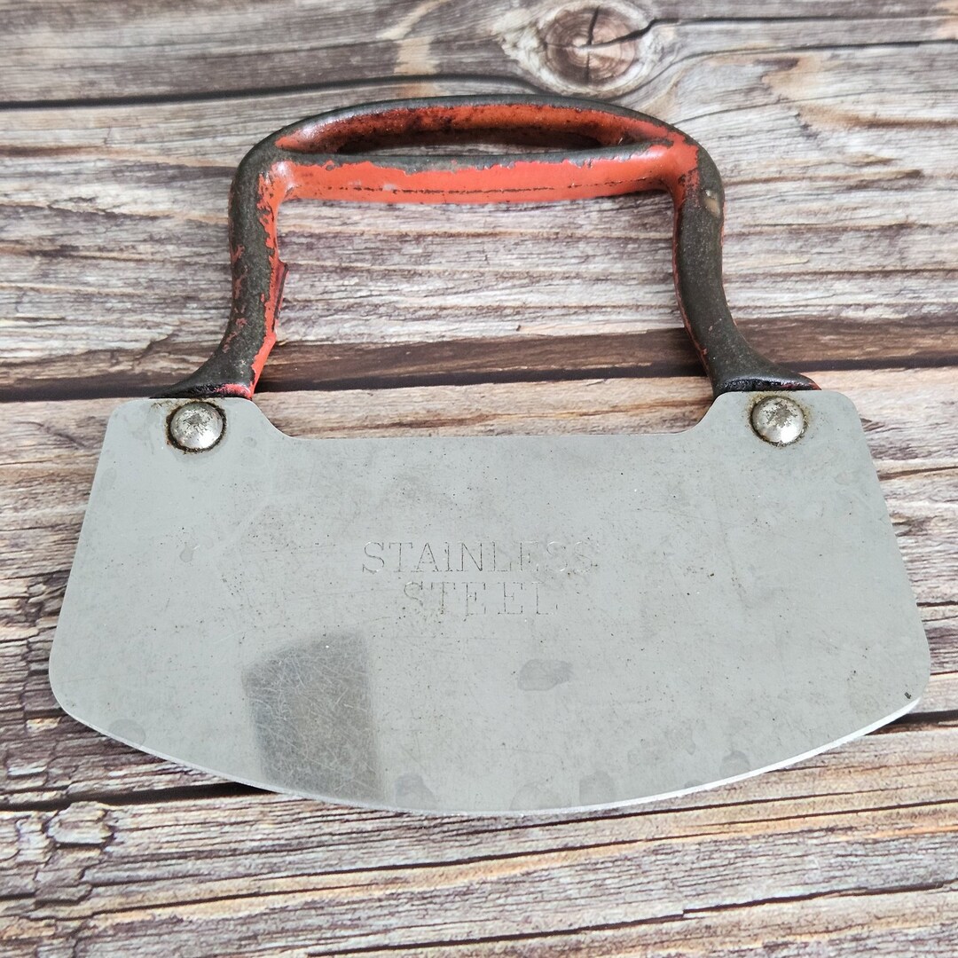 Vintage Food Chopper Handheld Rocking Dough Cutter W/cast Iron Handle ...