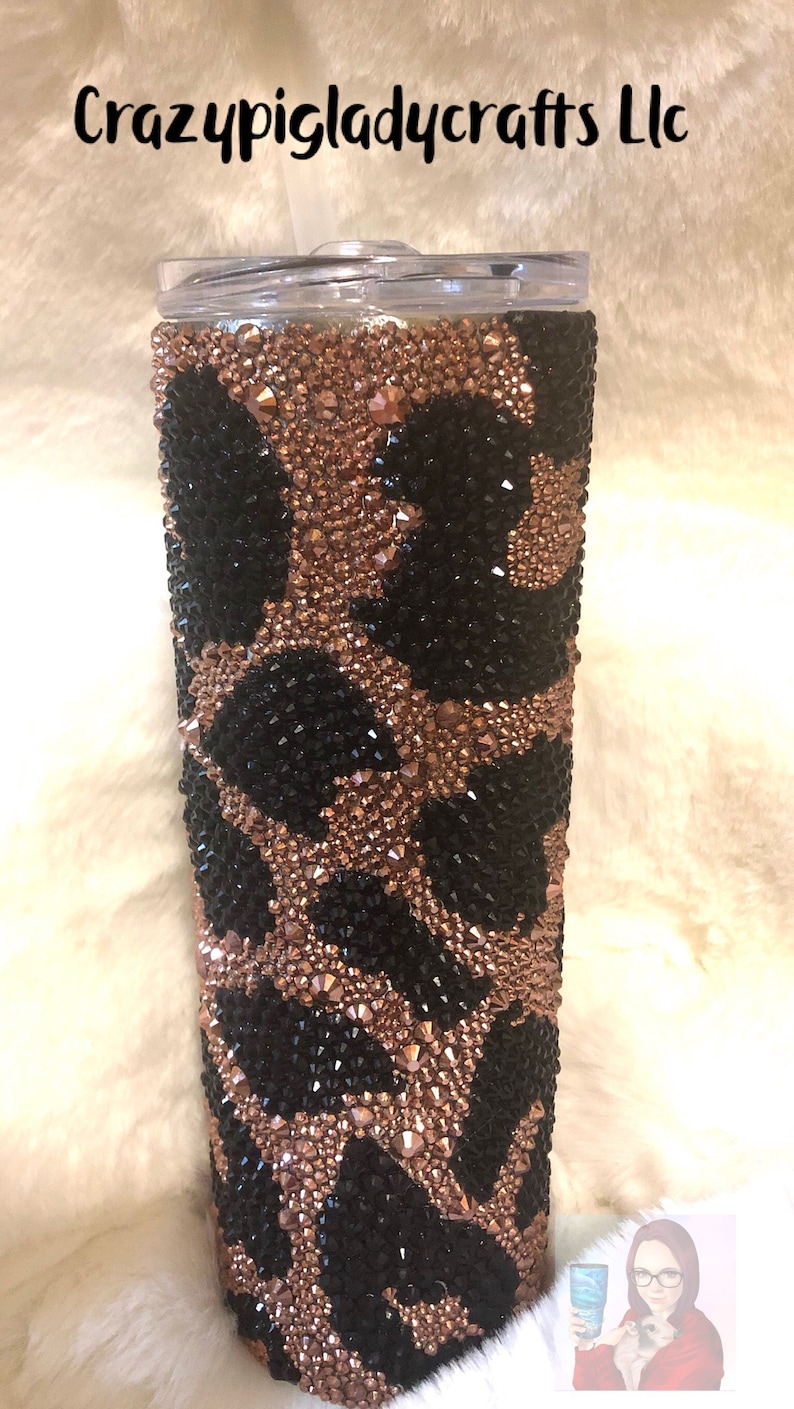 Leopard Print Rhinestone Tumbler, Rose Gold Bling Cup - Etsy