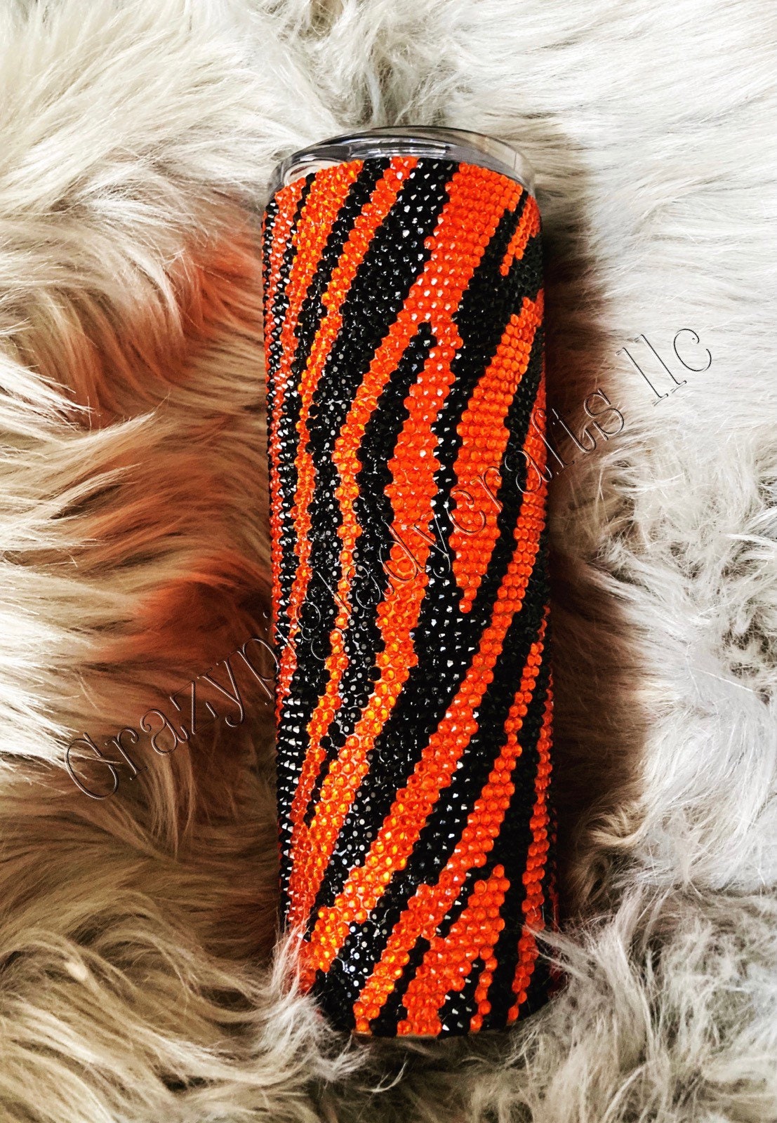 Tiger print rhinestone tumbler tiger bling cup orange and - Etsy.de