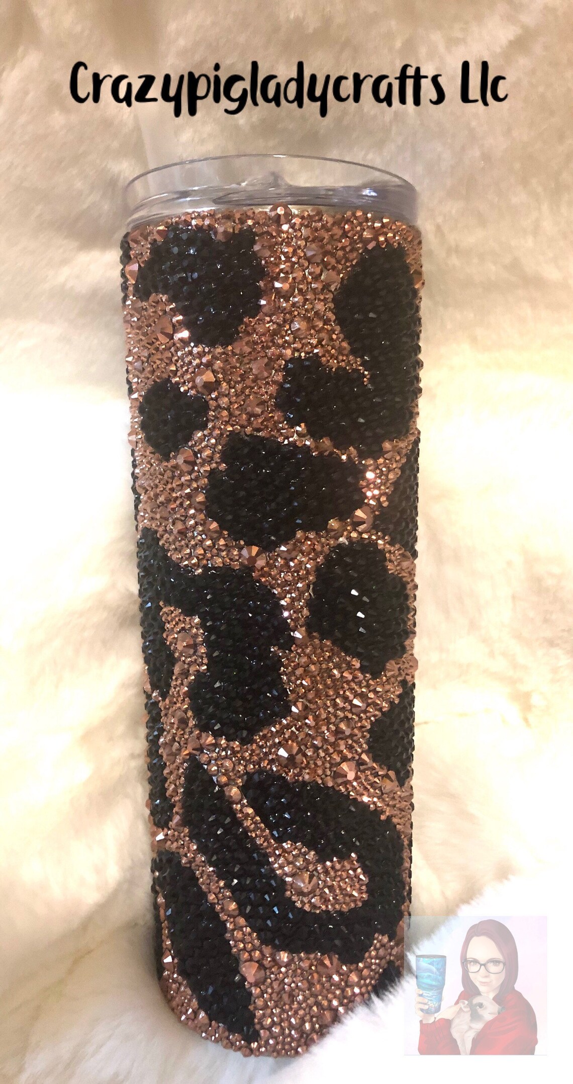 Leopard Print Bling Cup, Animal Print Rhinestone Tumbler, Personalized ...