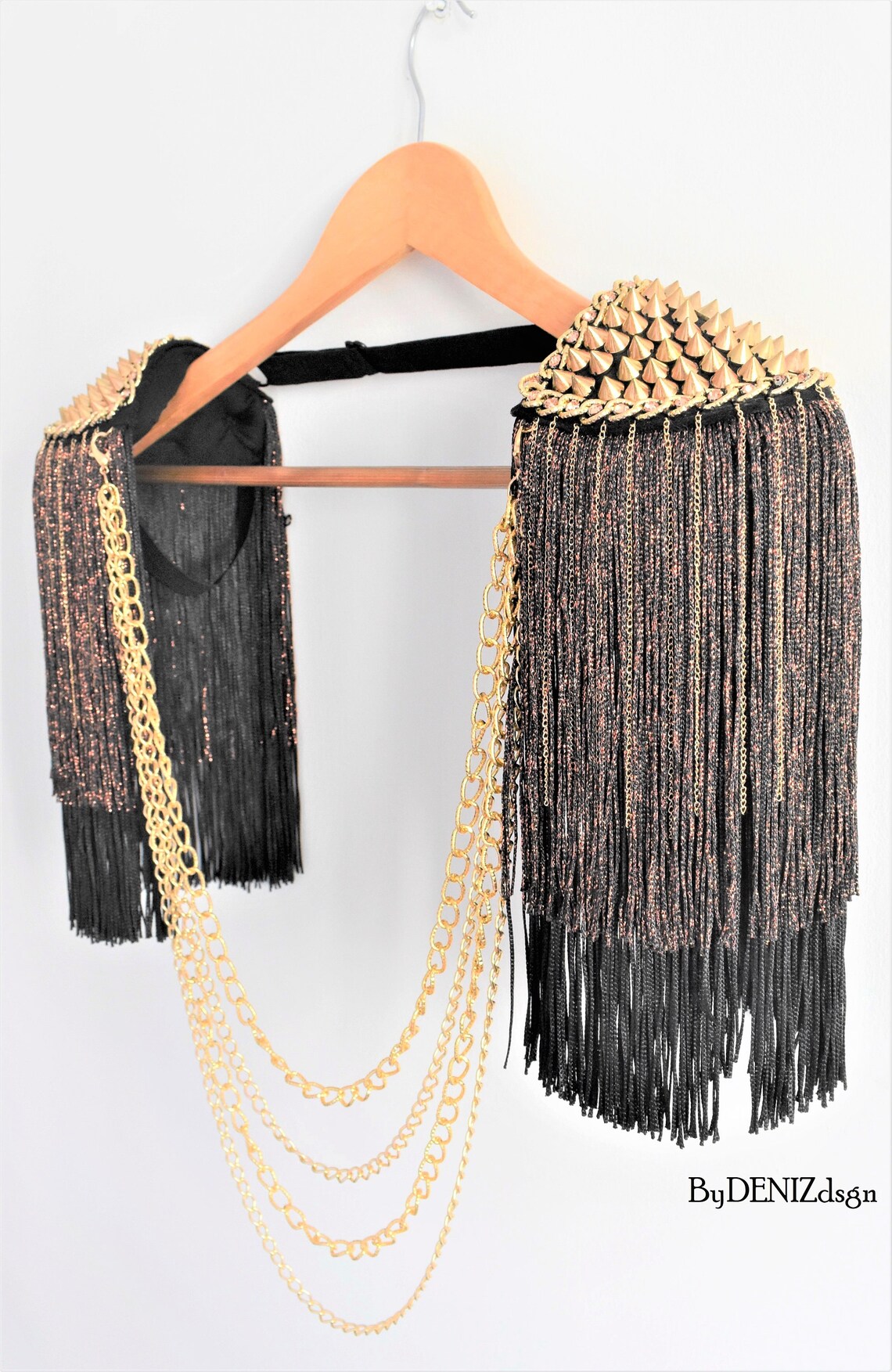 Bronze Lurex Tassel Epaulette With Gold StudTassel Shoulder | Etsy