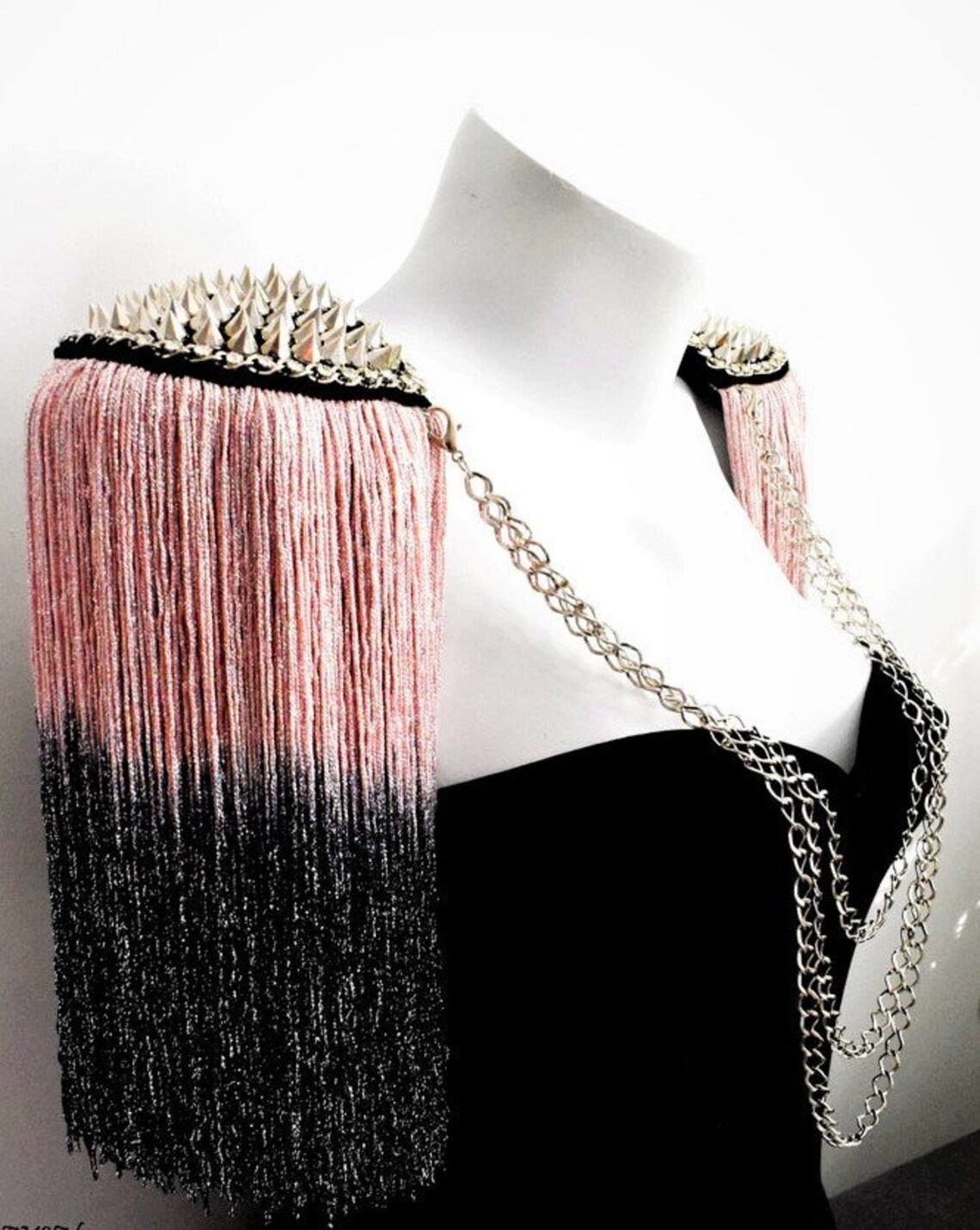 Rose Pink Tassel Epaulettefestival Clothingsilver - Etsy