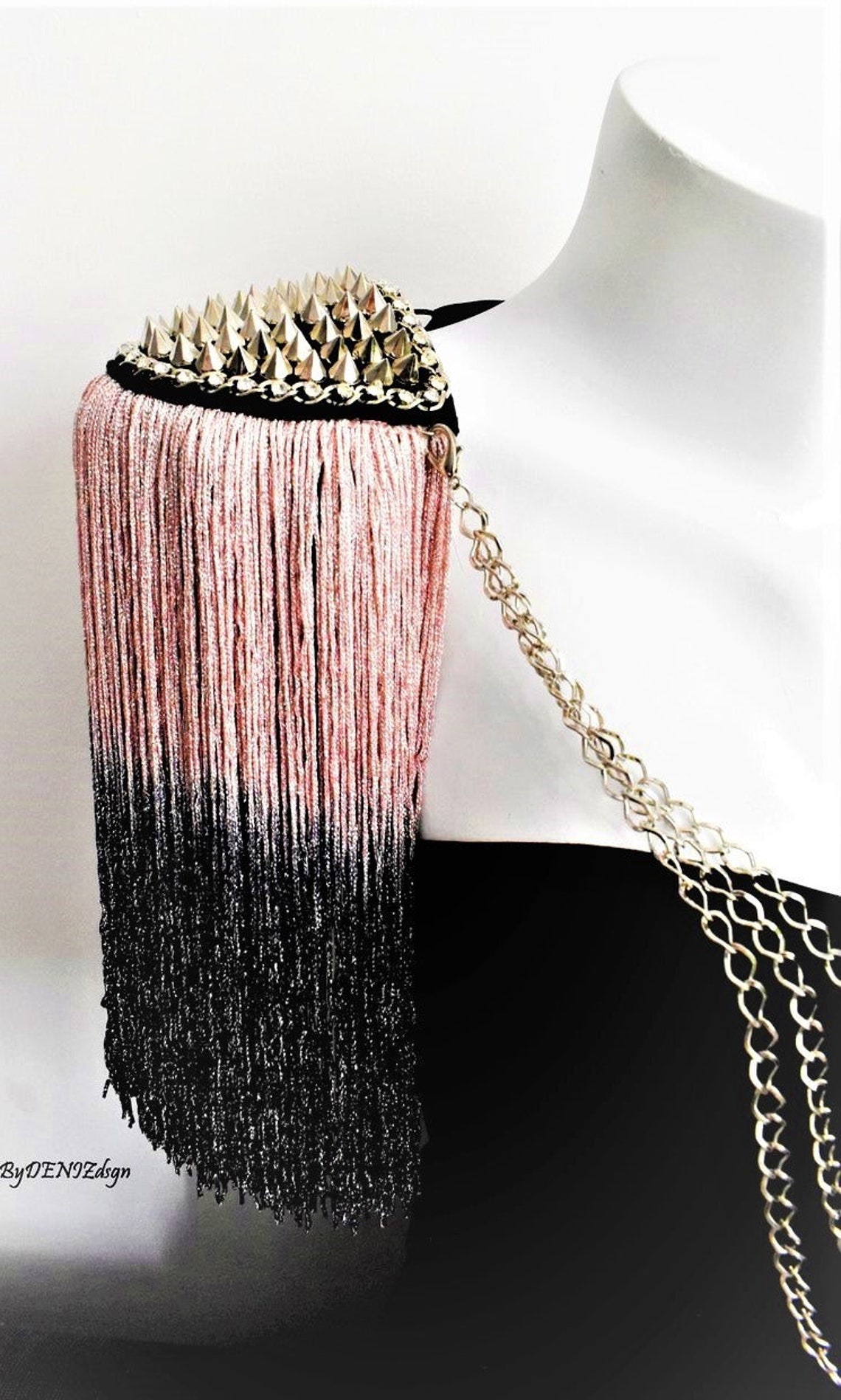 Rose Pink Tassel Epaulettefestival Clothingsilver - Etsy