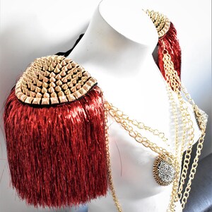 Red Lurex Epaulettesgold Epaulette With Chain Necklace - Etsy