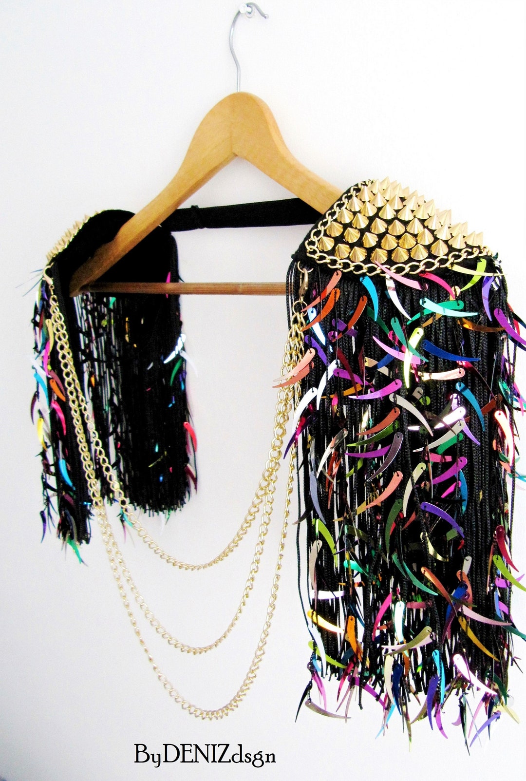 Sequin Fringe Epaulette: Rainbow Tassel Festival Outfit - Etsy