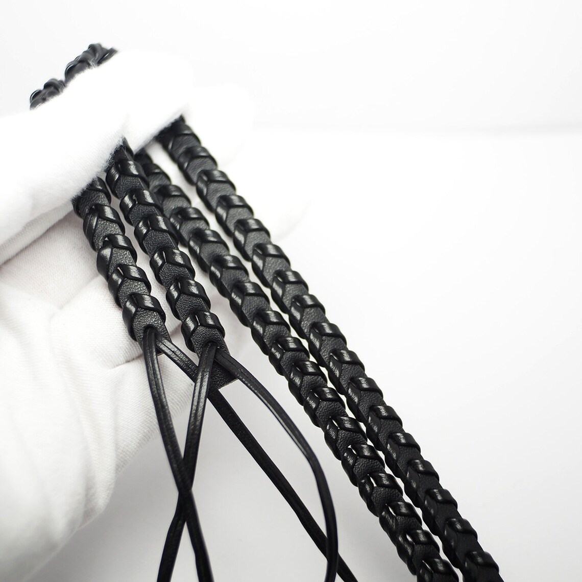 1.15meter Black Perforated Braid Leather Cord,braided Leather Strip ...