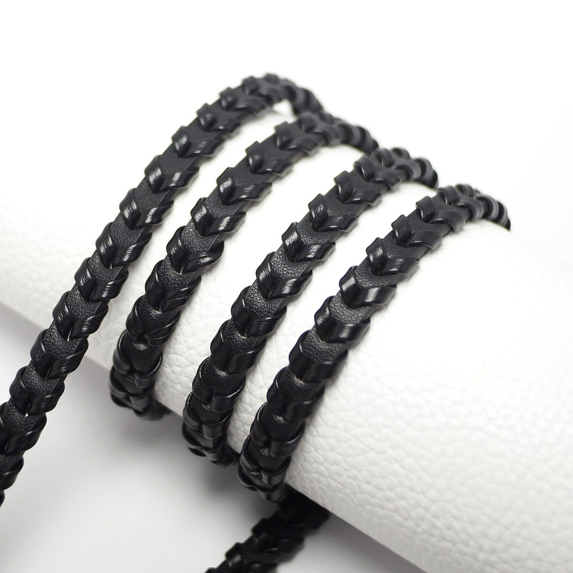 1.15meter Black Perforated Braid Leather Cord,braided Leather Strip ...