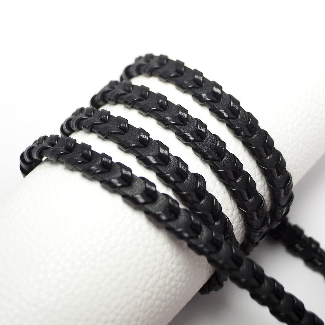 1.15meter Black Perforated Braid Leather Cord,braided Leather Strip ...