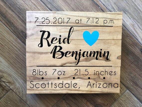Home Décor Baby Birth Info Sign Home & Living etna.com.pe