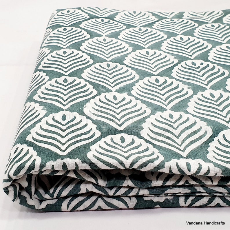 Indian Hand Block Leaf Print Fabric Pure Cotton Fabric - Etsy