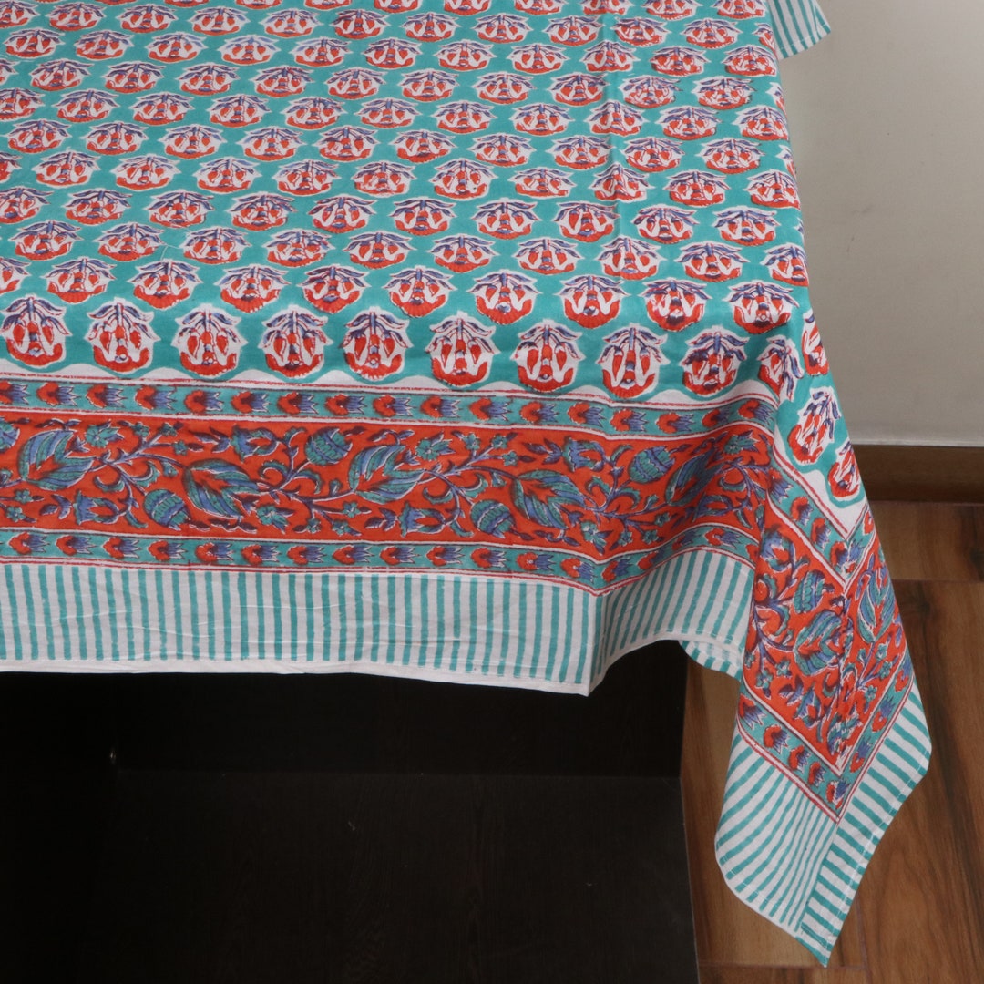 Table Cloths Flower Design Hand Block Print Home Stead Table - Etsy